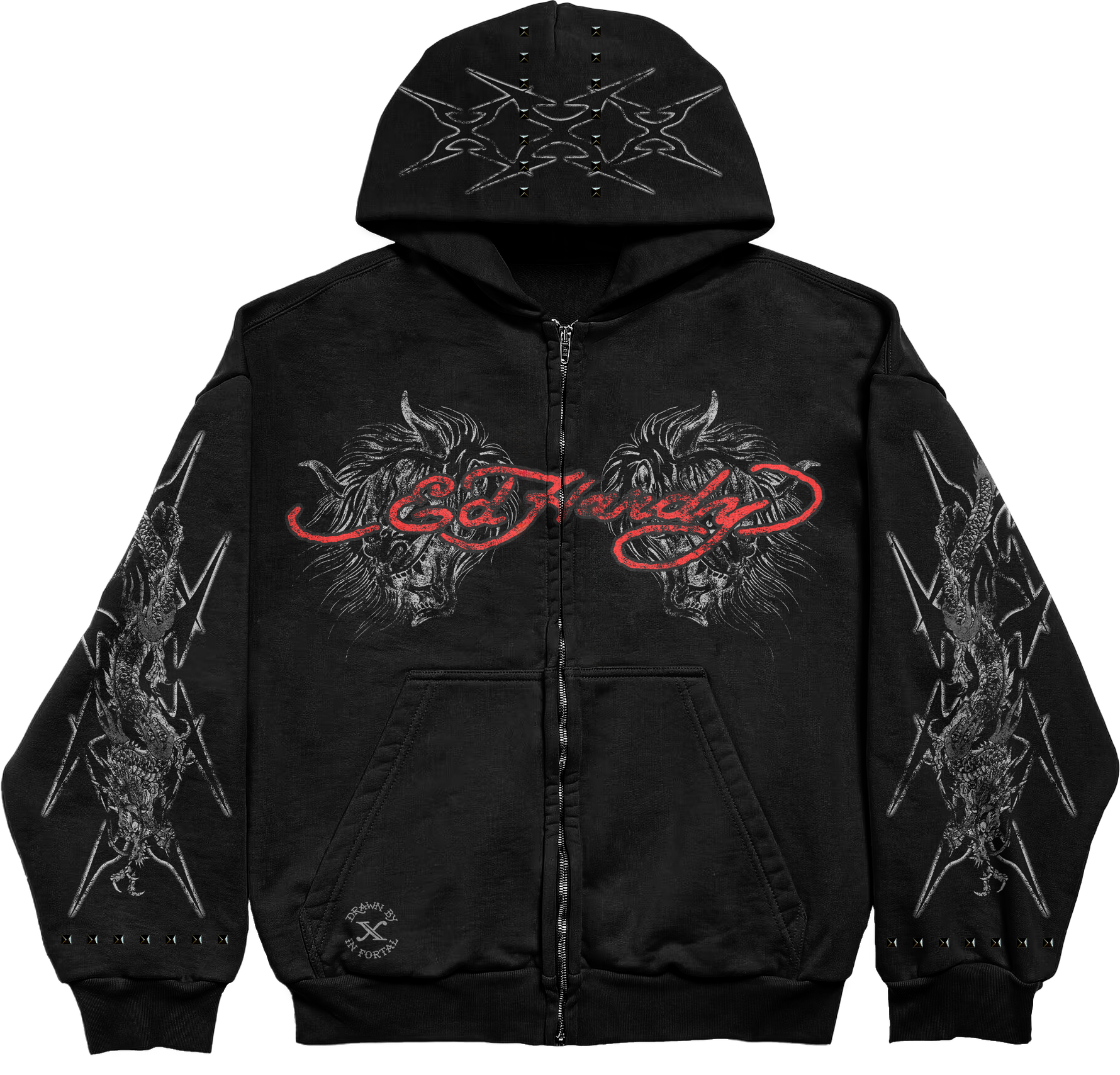 Blusa de Moletom com Zíper Preto Ed Hardy x Matuê II
